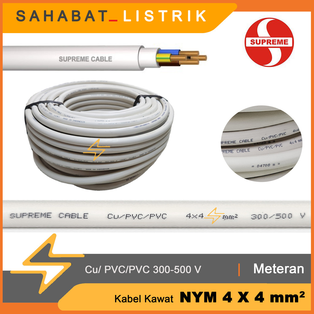 Jual KABEL LISTRIK SUPREME NYM 4X4 PUTIH METERAN - PER METER | Shopee ...