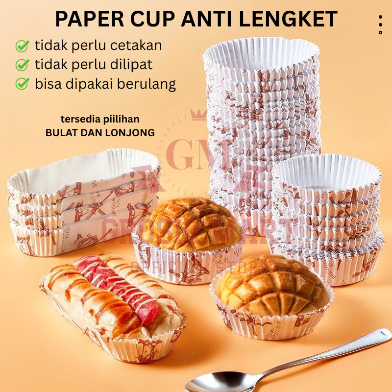 Jual GM Isi 50pcs Paper Cup Cake Roti Bulat Motif Kincir Strawberry ...