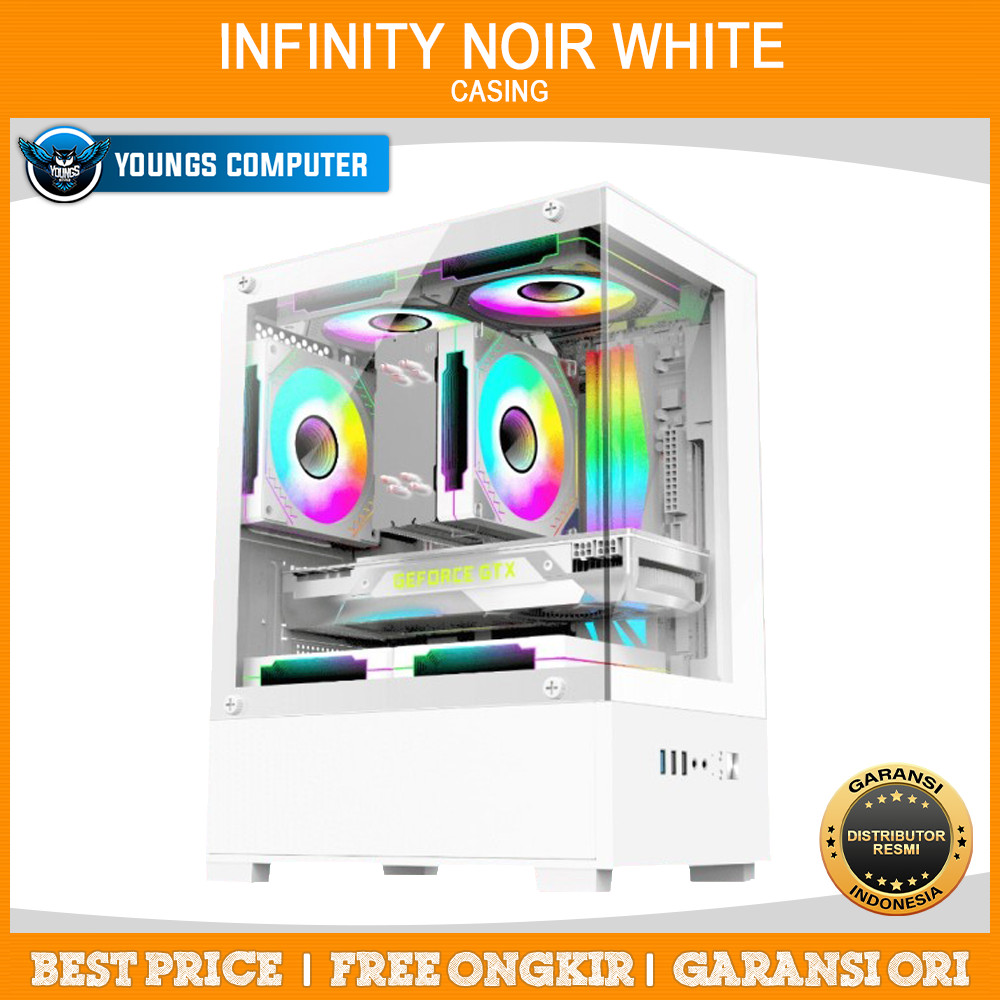 Jual CASING INFINITY NOIR White + 3 Fan mATX Compact Seaview Case ...