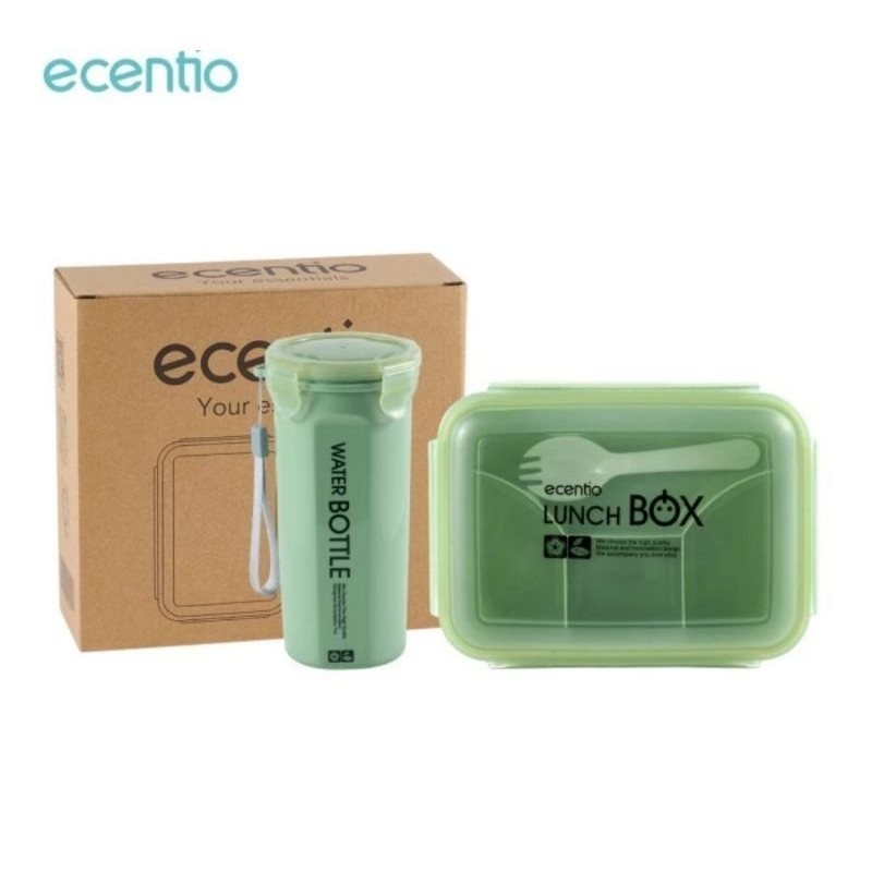 Jual Ecentio Lunch Box Kotak Makan 1100ml set 4 green Gird Tempat Bekal ...