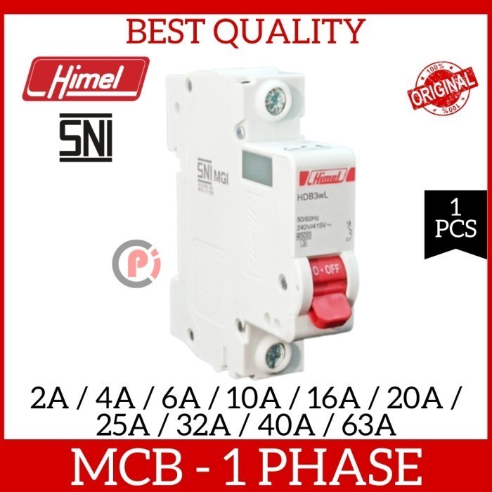 Jual ORIGINAL HIMEL MCB Stut Listrik 1 Pole 1P Phase 2A 4A 6A 10A 16A 25A 36A 40A 63A 220V 6KA ...