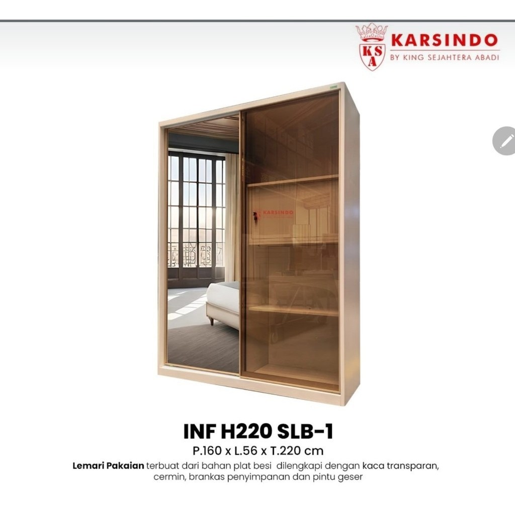 Jual Lemari Pakaian Besi 2 Pintu Sliding Berkualitas H220 SLB-1 | Shopee Indonesia