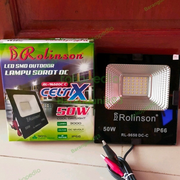 Jual ROLINSON Lampu Sorot Tembak DC 12V 50 Watt IP66 Power Dari Aki Waterproof Kebun Tenda ...