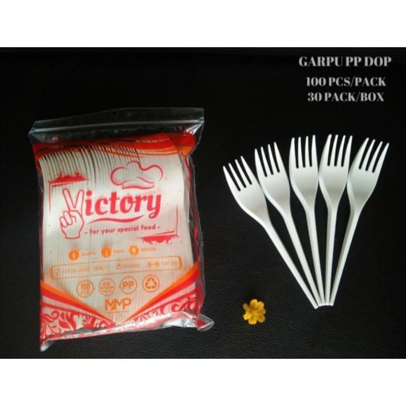 Jual Garpu Makan PP Putih/Dop Victory isi 100pcs/pack | Shopee Indonesia