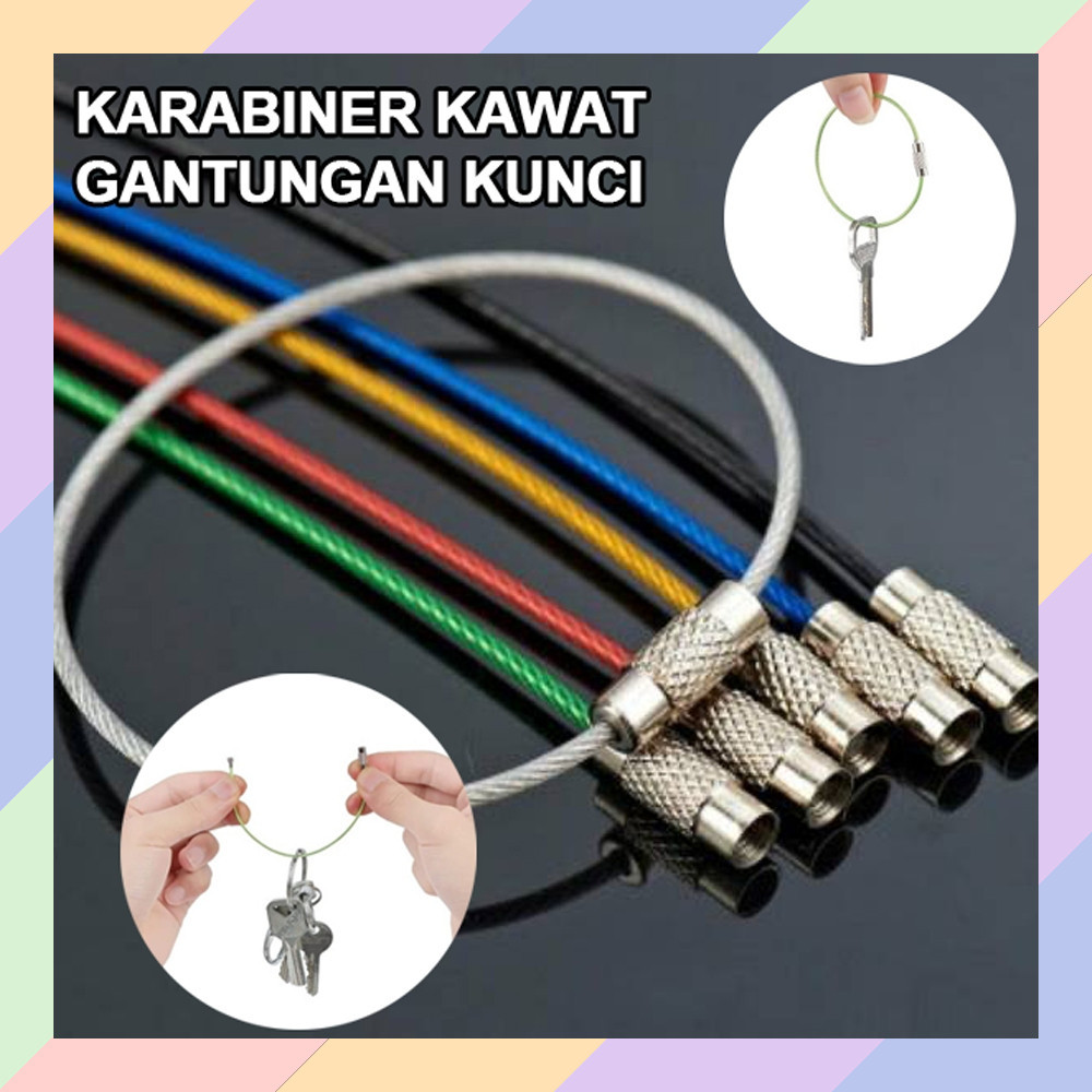 Jual GK09 Karabiner KAWAT BULAT Gantungan Kunci Mobil Motor Keychain Pengait Tali Wire Key Chain ...