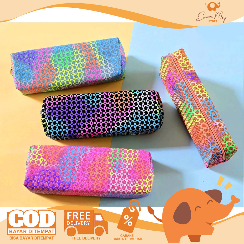 Jual Fancy Pencil Case Rainbow Glitter PC-502 Tempat Pensil Kain ...