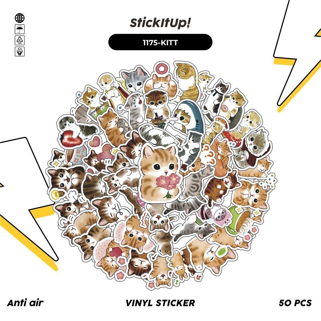 Jual COD 100 Pcs Stiker Mofusand Kucing Kitten V2 Lucu Aesthetic Vynil ...
