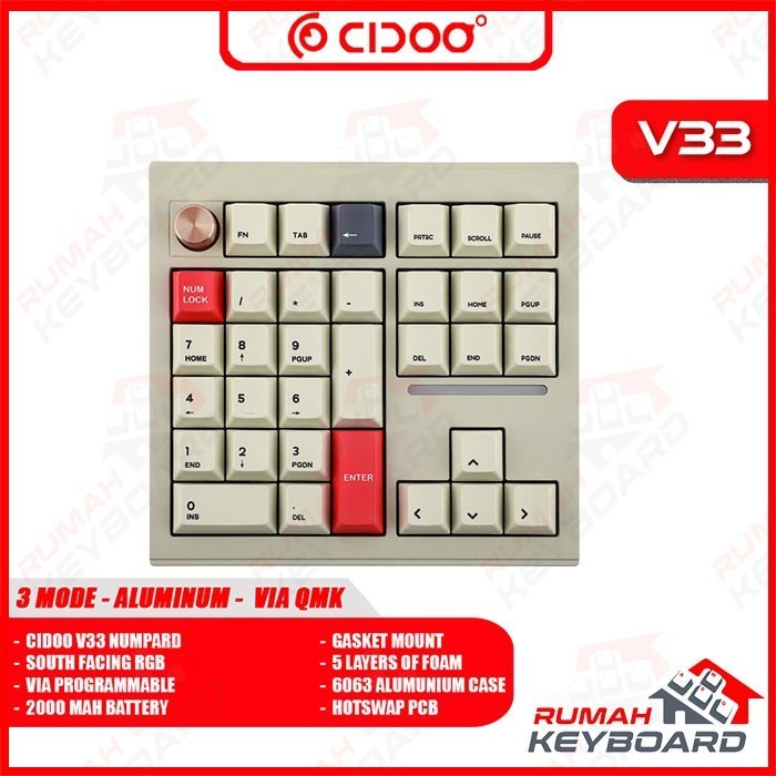 Jual CIDOO - V33 - 33 Keys - Numpad Navigation - South - Alumunium ...