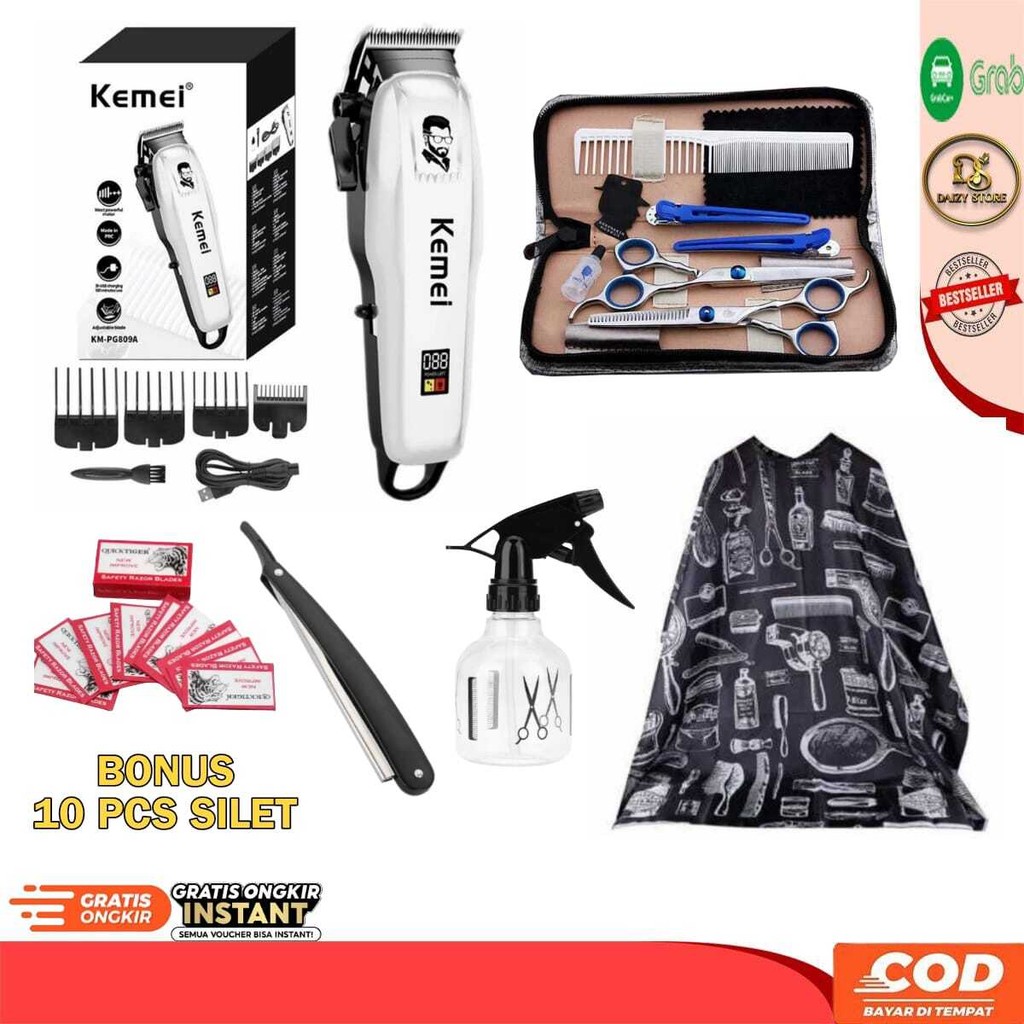 Jual [COD] Paket Alat Cukur Rambut Elektrik Kemei 809 Profesional Barbershop Gunting Rambut ...
