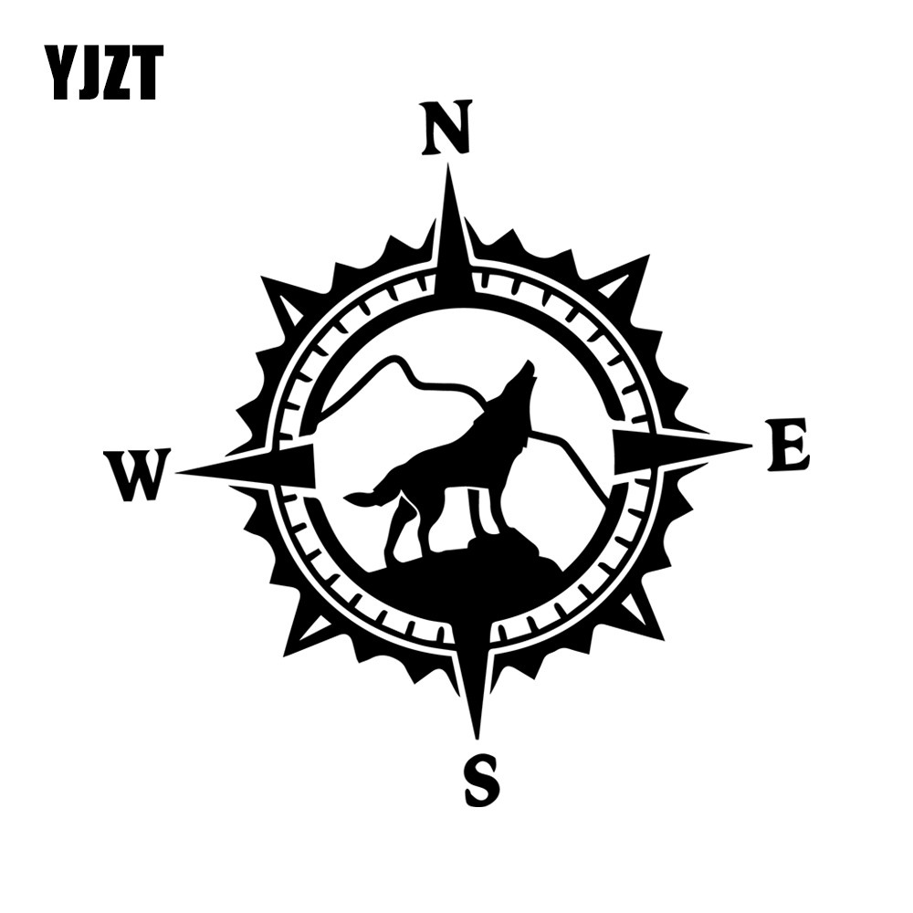 Jual YJZT 15.1*15.1cm Mountain Wolf Compass Vinyl Decal Car Sticker ...