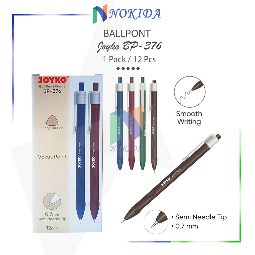 Jual Nokida Pulpen Joyko Vokus BP-376 [1 Pack/12 Pcs] / Alat Tulis Sekolah / Polpen Joyko ...