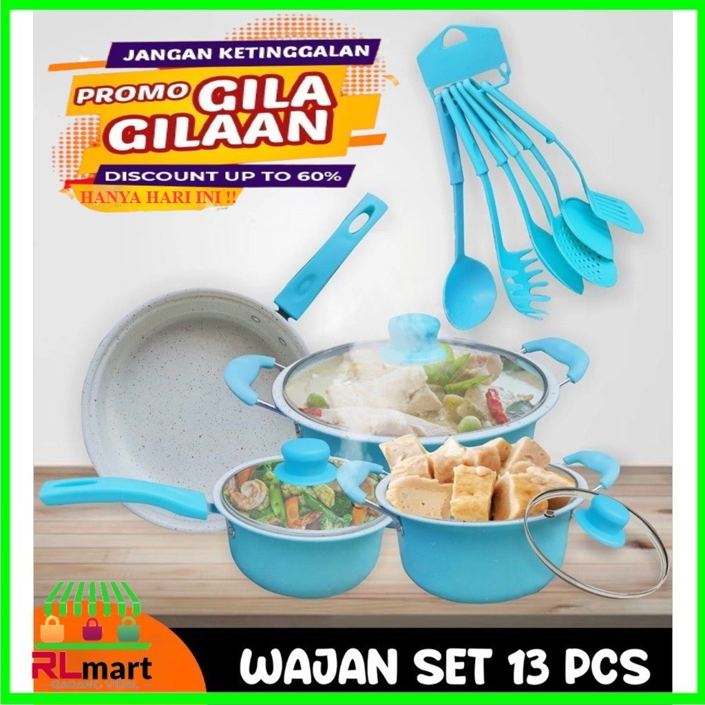 Jual Panci 13 Set Tutup Kaca Free Spatula Panci Cookware Set 13 ...