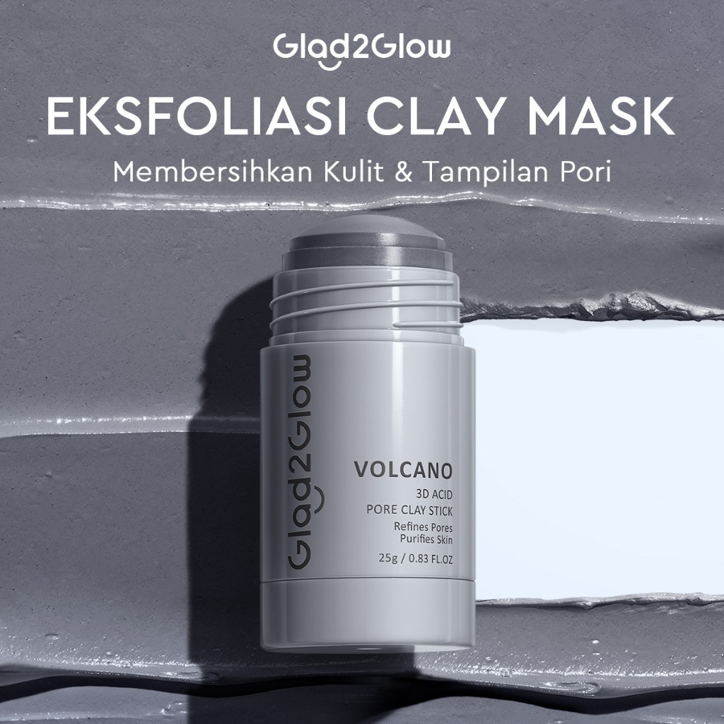 Jual Glad2glow Volcano Clay Mask Stick Jar 30g 25g Masker Komedo Deep ...