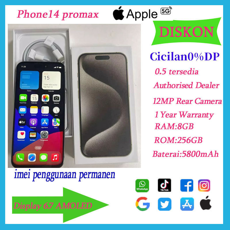 Jual Phone ori i14 Pro Max 256GB Handphone AMOLED6.7" Ponsel Baru Resmi ...