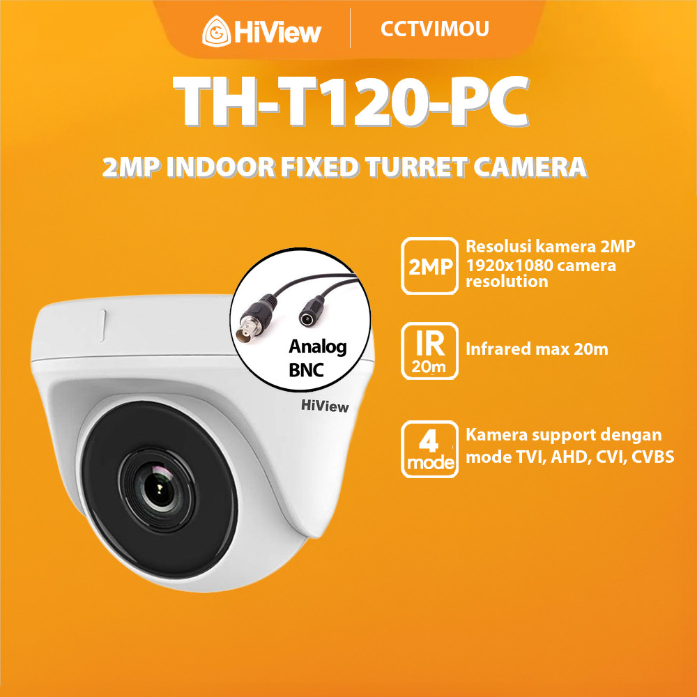Jual HIVIEW TH-T120-PC 2MP INDOOR FIXED TURRET ANALOG HDTVI CAMERA ...
