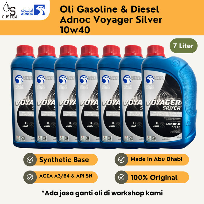 Jual Oli Adnoc Voyager Silver 10w40 7L Synthetic Base Gasoline and ...