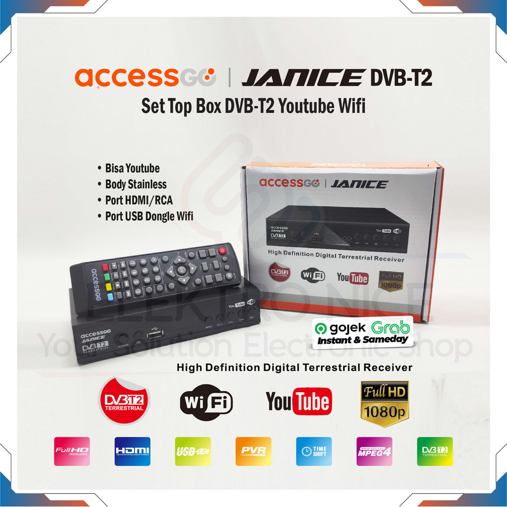 Jual STB Janice Set Top Box AccessGO DVB T-2 Body Kokoh Metal ORIGINAL BERGARANSI | Shopee Indonesia