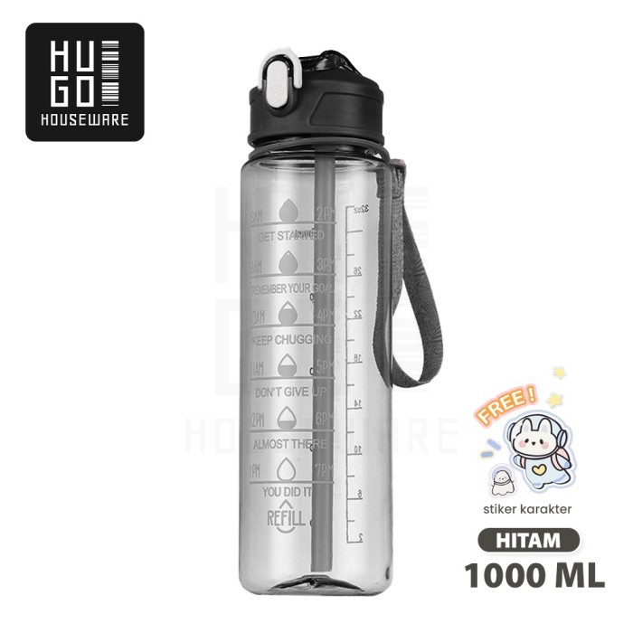 Jual HUGO Botol Minum Motivasi 1 Liter Transparan Bening Botol Air Anak ...