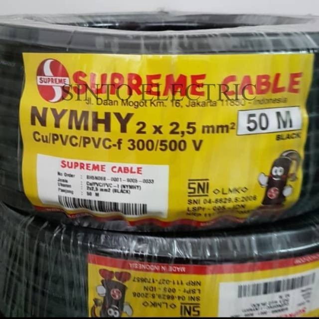 Jual SUPREME Kabel NYMHY 2 x 2.5 mm Kabel Serabut @50m Khusus INSTANT & SAMEDAY | Shopee Indonesia