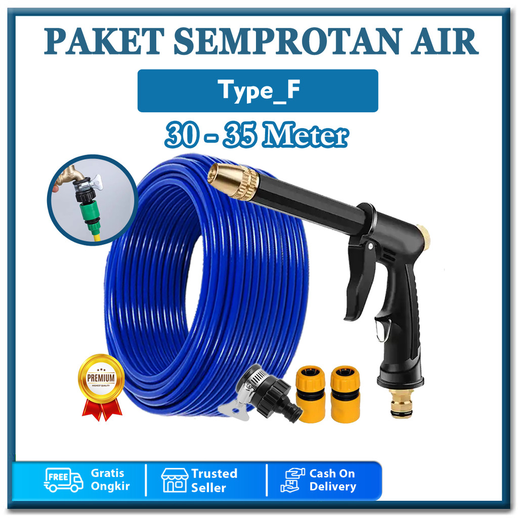 Jual 1 SET PAKET SEMPROTAN SELANG AIR FLEKSIBEL 30 - 35 METER 1 ROL JET ...