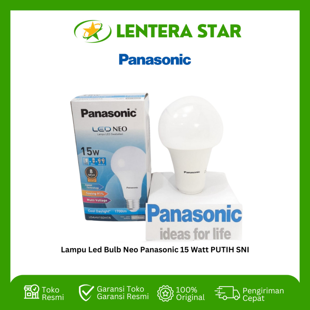 Jual Lampu Led Bulb Neo Panasonic 15 Watt PUTIH SNI | Shopee Indonesia