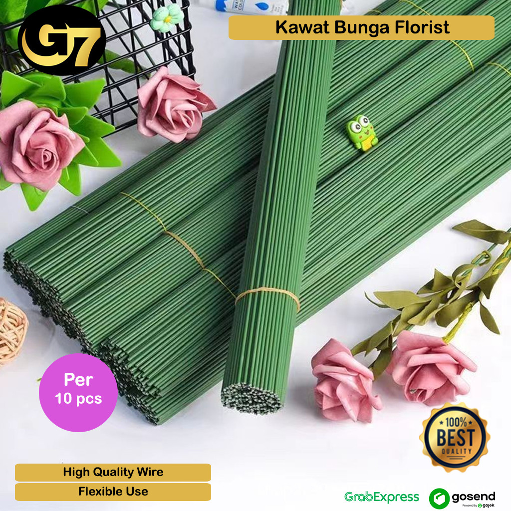 Jual Kawat Bunga Tangkai Kawat Kerajinan Aksesoris Warna Hijau Floral ...
