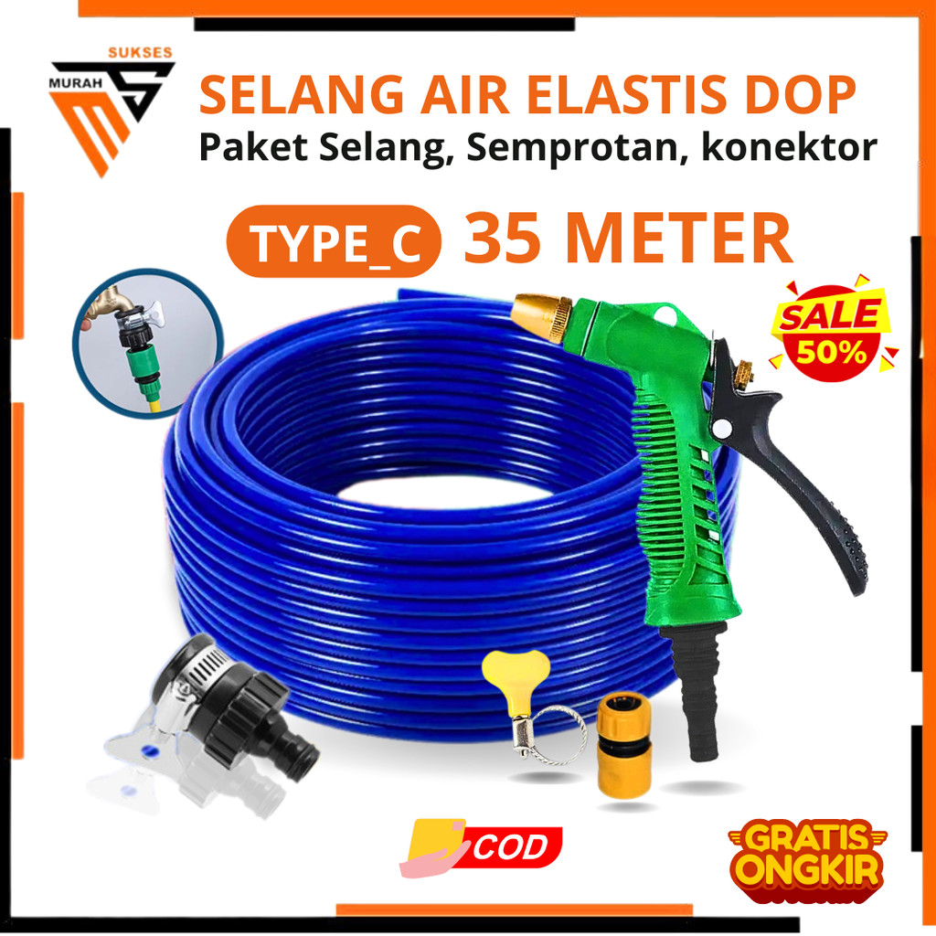 Jual 1 PAKET SEMPROTAN SELANG AIR FLEKSIBEL 35 METER 1 ROL JET SPRAY ...