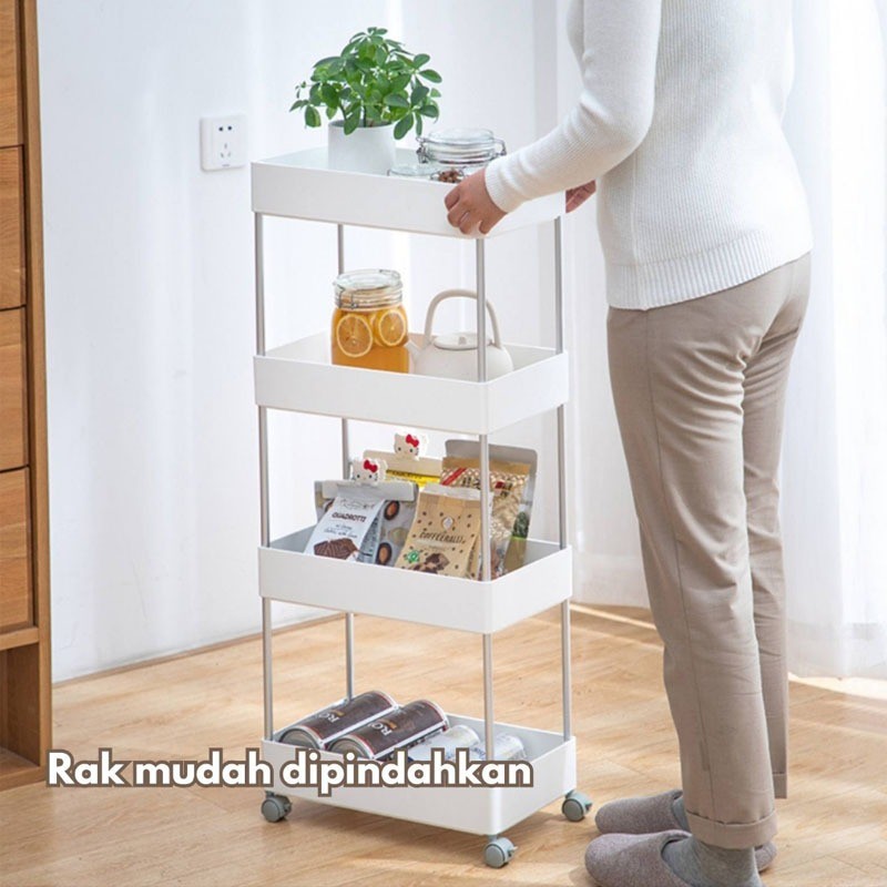 Jual RAK SUSUN SERBAGUNA 4 TINGKAT RODA TROLI DENGAN RODA RAK KAMAR ...