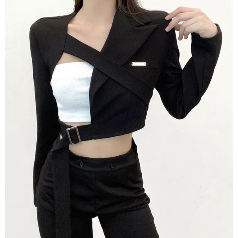 Jual K - MODA K - MODA Blazer Crop Top Outer Atasan Wanita Korean Style ...