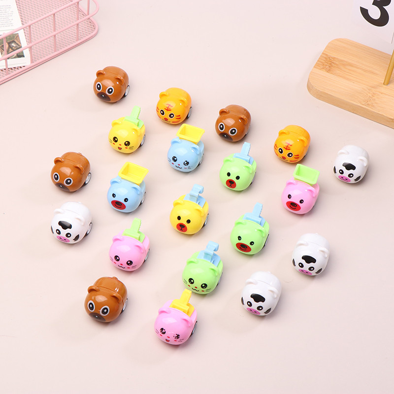 Jual 10Pcs Plastic Pull Back Cartoon Construction Vehicle Toy Car Kids ...