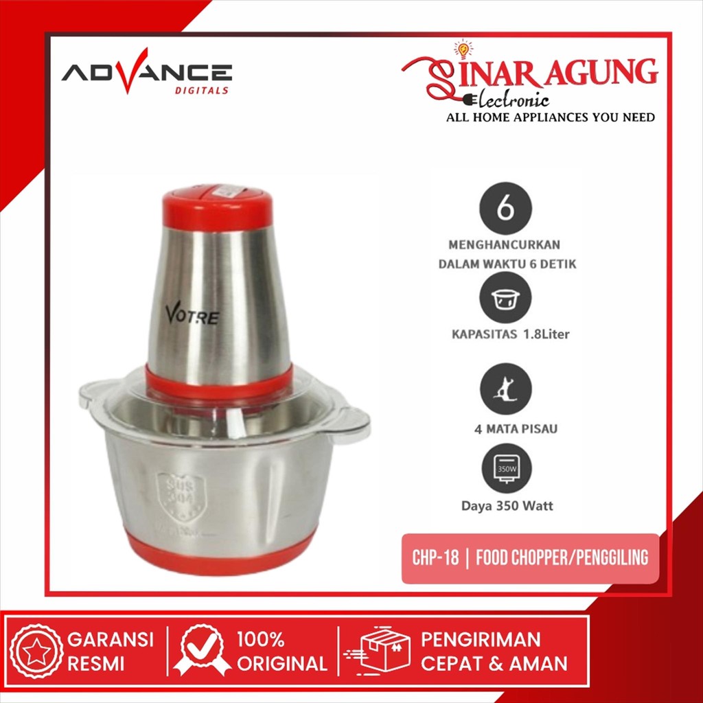 Jual ADVANCE CHP-18 / CHP18 RED VOTRE FOOD CHOPPER PENGGILING | Shopee ...