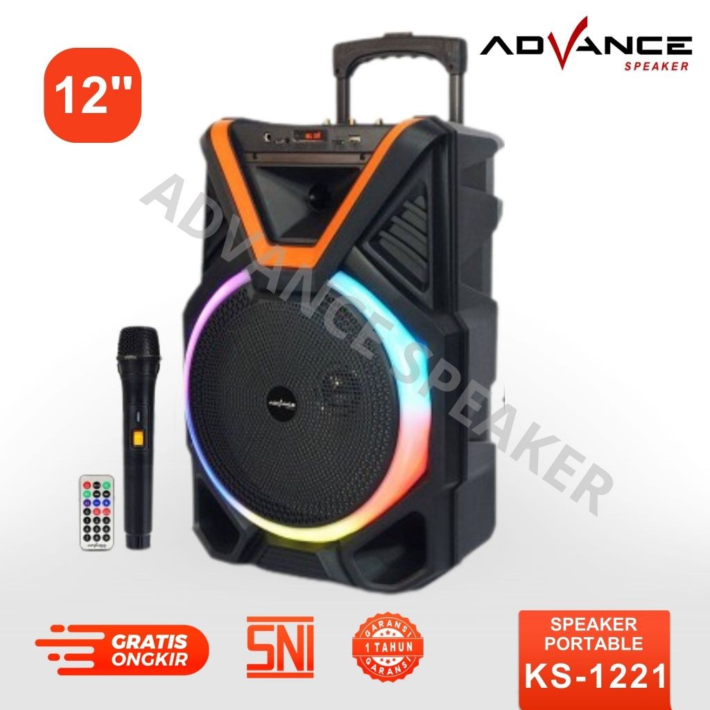 Jual [FREE ONGKIR&BISA COD] KS-1221 Advance Speaker Portable 12" Super Bass Plus 1 Mic Wireless ...