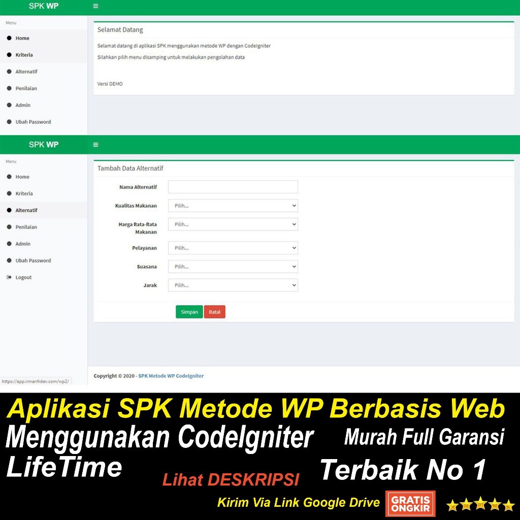 Jual Source Code Aplikasi SPK Metode WP Berbasis Web Menggunakan CodeIgniter | Shopee Indonesia
