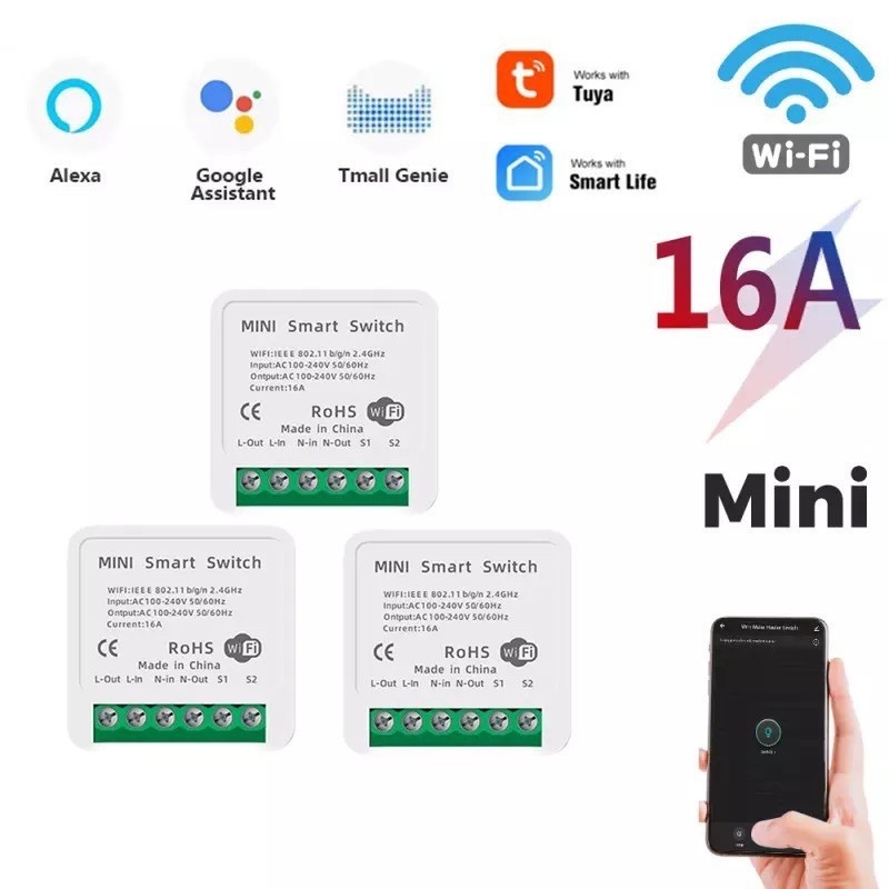 Jual Mini Two Way WiFi DIY Smart Switch Module 16A Saklar Pintar 1/2/3 ...