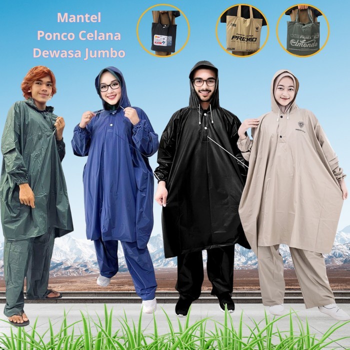 Jual Mantel Mantol Jas Hujan Ponco Poncho Setelan Celana Lengan Panjang Dewasa Pria Wanita Jumbo ...