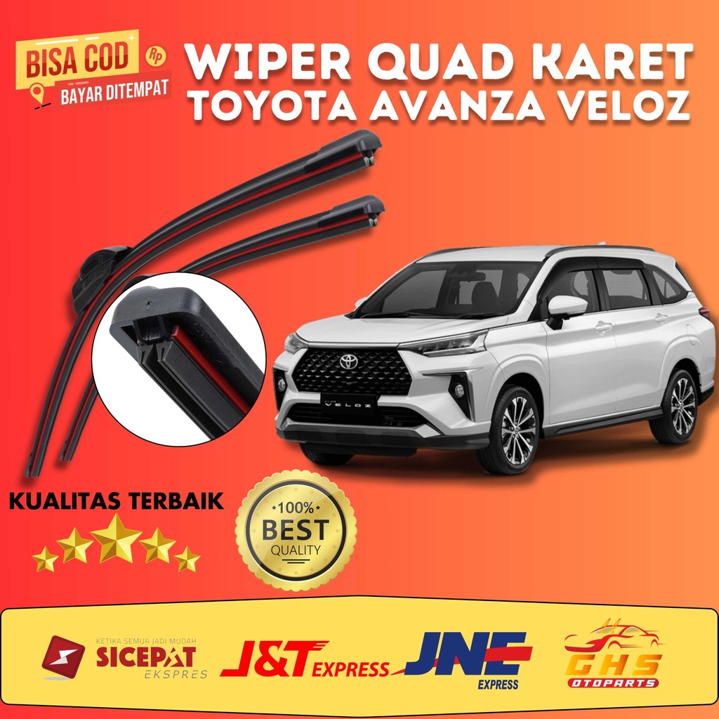 Jual Wiper Quad Blade Kaca Mobil Toyota Avanza Veloz 2021 - Sekarang Frameless 4 Lapis Karet ...