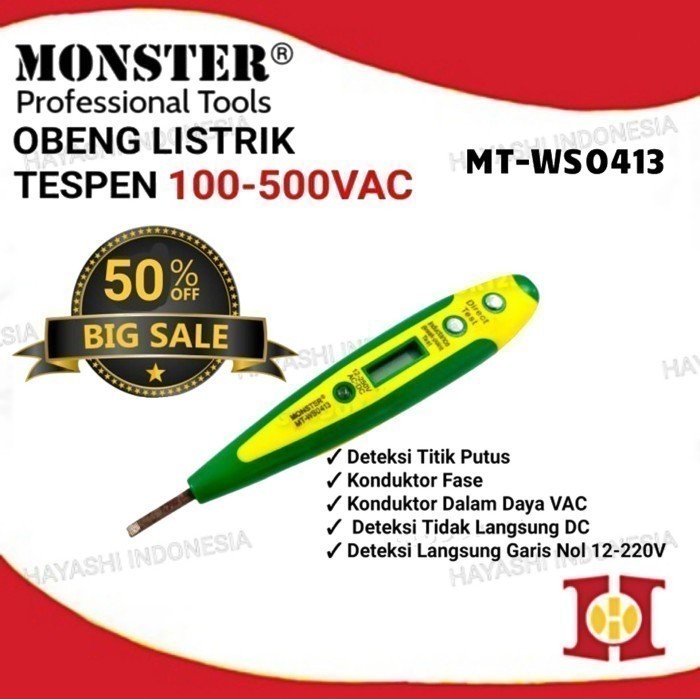 Jual Obeng Min Tespen Listrik Digital Display Testpen AC DC 12 - 500 V ...
