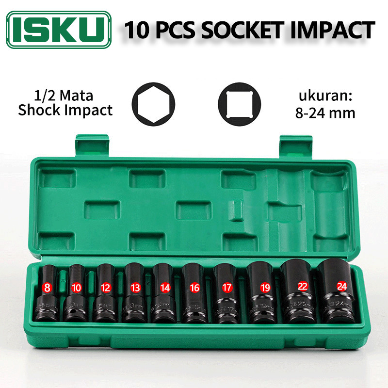 Jual ISKU Kunci Mata Socket Extention Impact 10pcs 8- 24mm Bahan Cr-v Mata Socket Impact Panjang ...