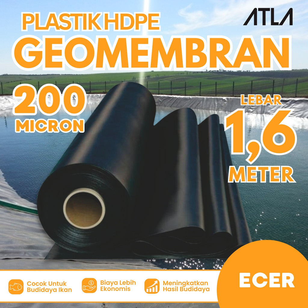 Jual Plastik Geomembran 1.6 Meter 200 Micron Hitam Plastic Geomembrane ...