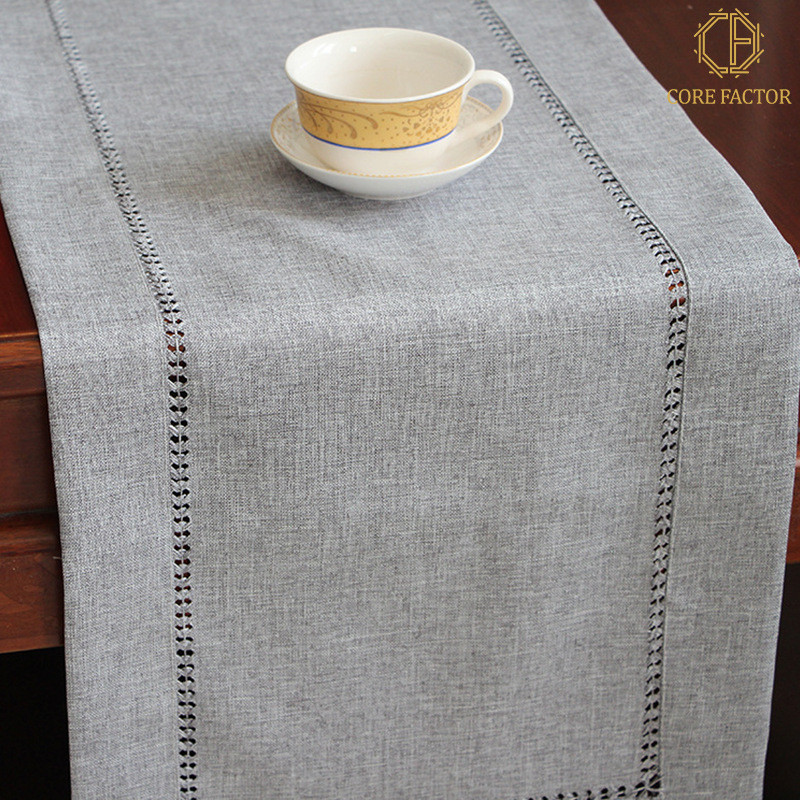 Jual Handmade Hemstitch Gray Dining Table Runner Or Dresser Scarf ...