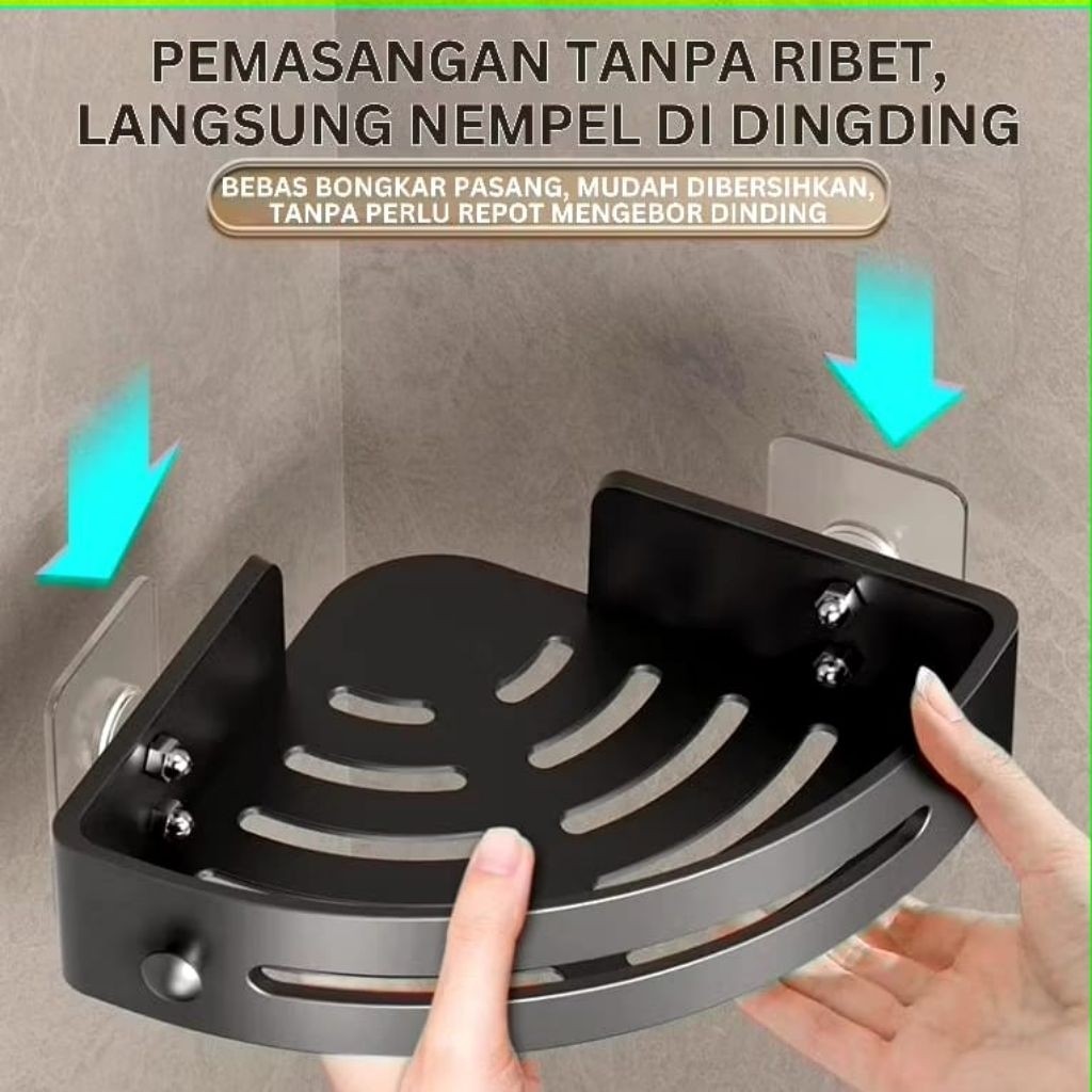 Jual Rak Sudut HITAM Kamar Mandi Triangle RakSusun Serbaguna Sudut Rak ...