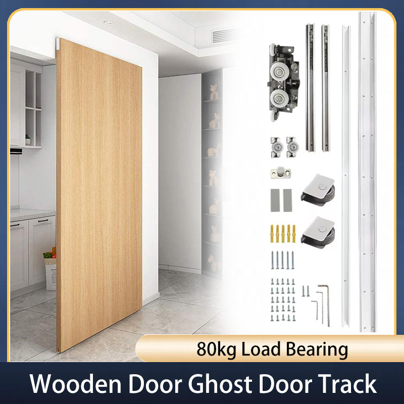 Jual Hidden Wooden Door Ghost Door Track Hardware Sliding Door Slide ...