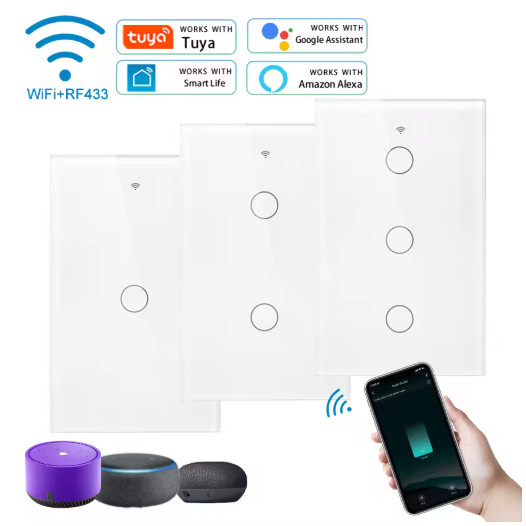 Jual Saklar Lampu Pintar WiFi Tuya 1 2 3Gang Touch Sensor Alexa ...