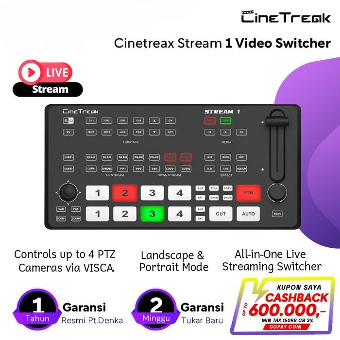 Jual Cinetreak Stream 1 4x HDMI 1x AUX Video Switcher | Shopee Indonesia