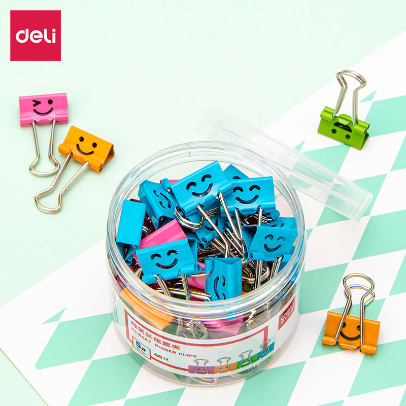 Jual Deli Metal Binder Clips Tube Packing Color Paper Clips Pink Bule ...