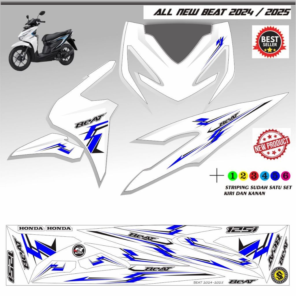 Jual STIKER STRIPING BEAT 2025 VARIASI POLET MOTOR BEAT MOTIF VARIASI ...