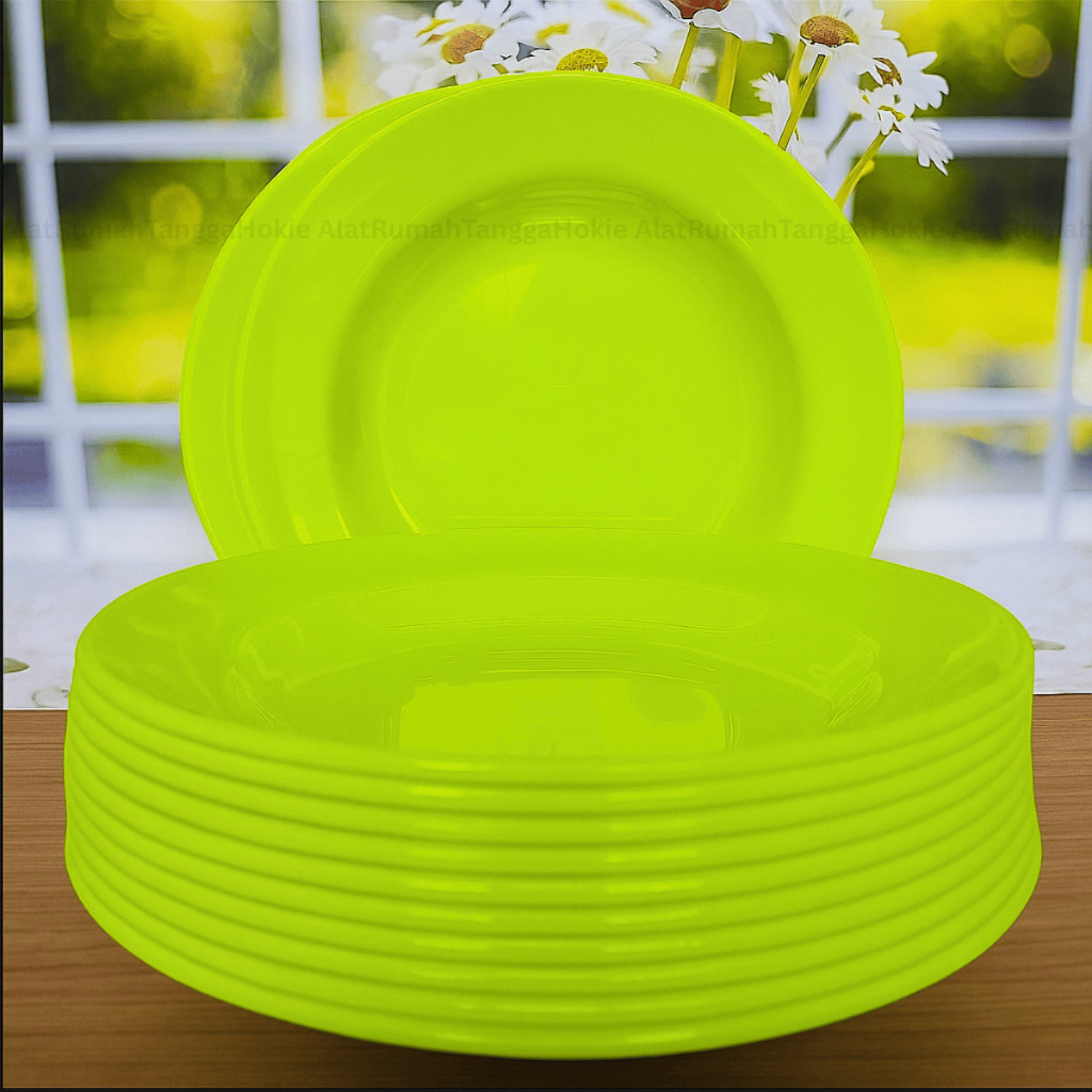 Jual 12pcs Piring Makan GRATIS BUBBLE Bulat Tebal Putih Semi Melamine ...