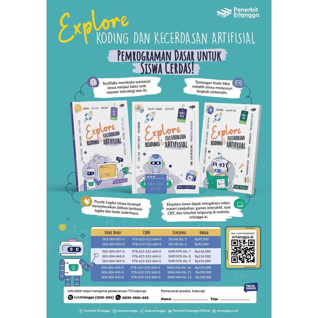 Jual Buku Explore Koding dan Kecerdasan Artifisial KA untuk SMP/MTS Kelas 7 8 9 VII VIII IX ...