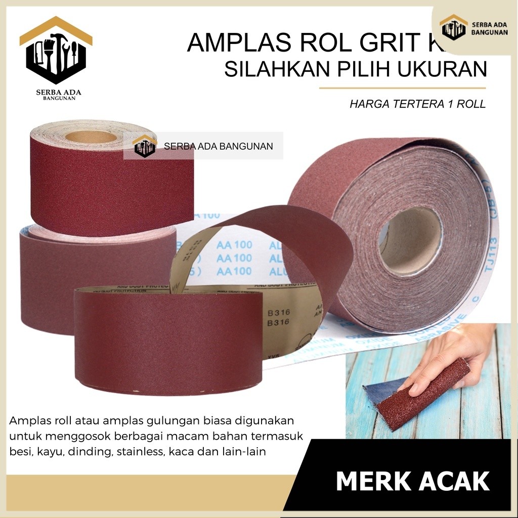 Jual SAB AMPLAS ROLL GRIT 180 / AMPELAS BESI / AMPLAS ROL PANJANG 50 ...