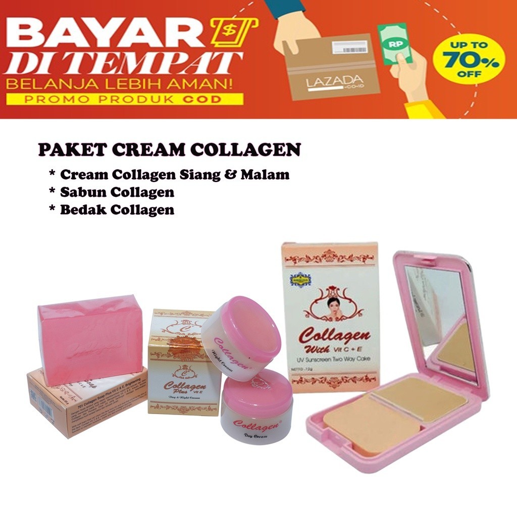 Jual Paket Collagen 3in1 ( Cream Susun Siang Dan Malam- Bedak- Sabun ...